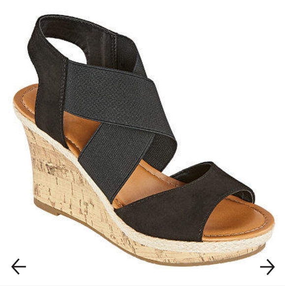 a.n.a | Shoes | Iso Ana Wedge Sandals Black 85 | Poshmark